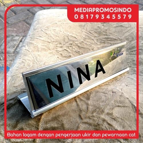 Jual Nama Meja/Name Desk Stainless 2 Plat Berholder Aluminium 20x5cm ...