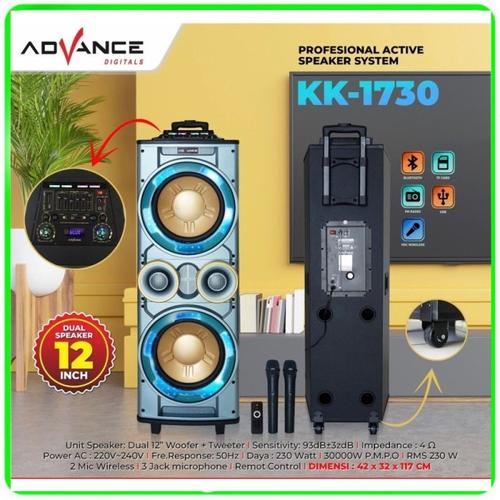 Jual ADVANCE SPEAKER PORTABLE BLUETOOTH DUAL SPEAKER KK- 1730 12 inch ...