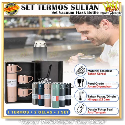 Jual Termos Sultan Vacuum Flask Set Botol Minum Cangkir Premium 500 ML ...