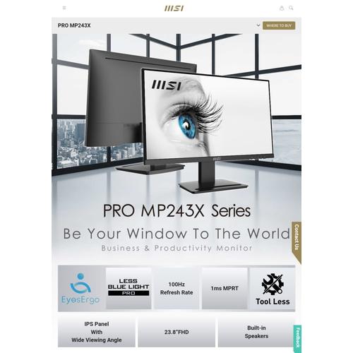 Jual Monitor MSI LED IPS PRO MP243X - Full HD 24" Inch - Kota Medan ...