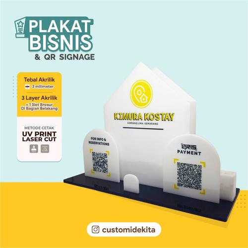 Jual Custom Akrilik Kartu Nama Box Brosur Papan Scan QR Sign Menu Meja ...