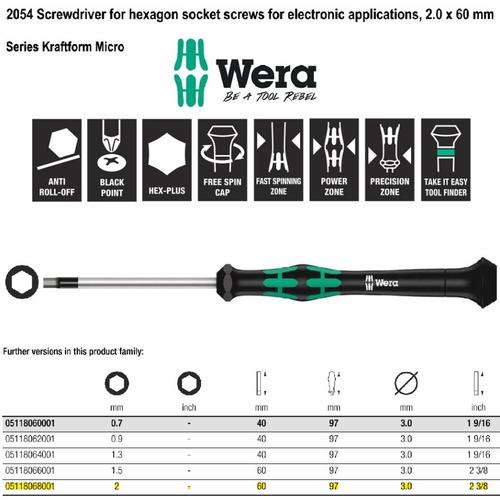 Promo Obeng Mikro 05118068001 Wera 2054 Hex-Plus SW 2,0 x 60 mm Allen ...