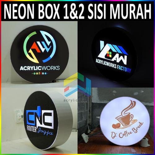 Jual DISKON Neon Box Bulat 2 Sisi Nyala LED Full Acrylic dan PVC ...