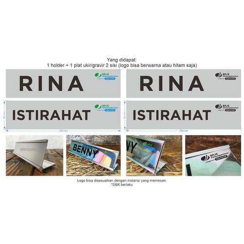 Jual Nama Meja/Name Desk Stainless 1 Plat 2 Sisi Berholder Aluminium ...