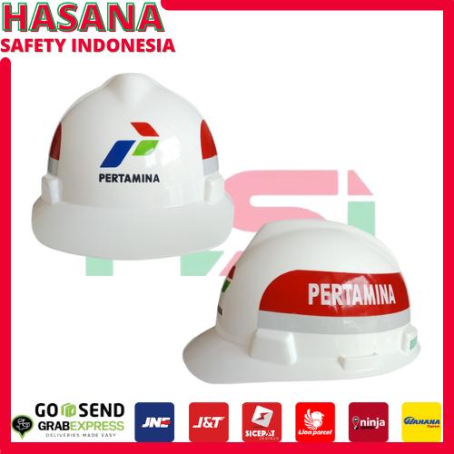Jual Helm Safety MSA V Gard Sablon Pertamina Safety Helmet Original USA ...