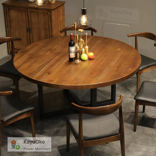 Jual Meja bundar kayu / meja cafe bulat kayu mahogany / meja makan ...