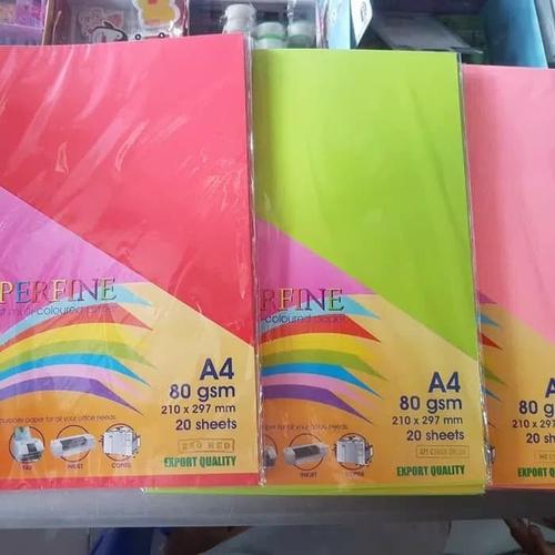 Jual Kertas Hvs Kertas Polos Warna A4 80 Gr Paperfine Isi 20 Sheet ...
