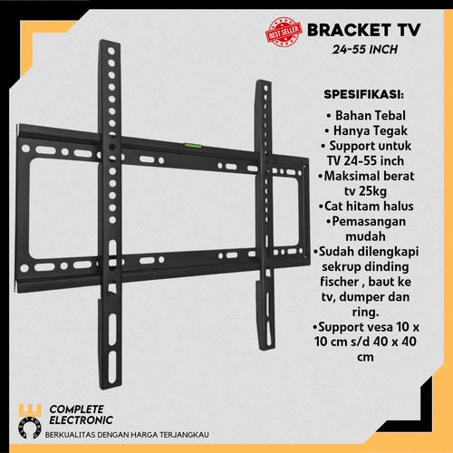 Promo BRACKET TV LCD LED MONITOR 22 32 40 43 50 inch WALL SLIM FIXED ...