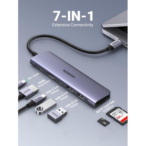 Jual Ugreen Usb C Hub 7 In 1 Usb 3 0 Hdmi Sd Tf Card 4k 30hz 15214