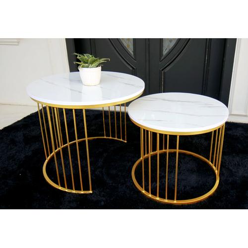 Jual Meja Tamu Bundar Amara 1 SET / Meja Minimalis / Meja Teras - Gold ...