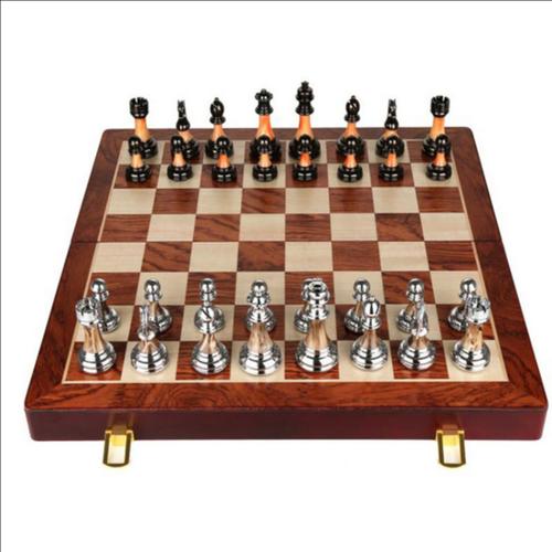 Jual A.S Set Permainan Catur Mewah Catur Logam Papan Catur Kayu ...