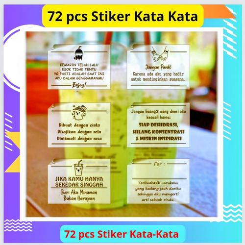 Jual Stiker transparan kata kata Cup minuman / botol minuman / stiker ...