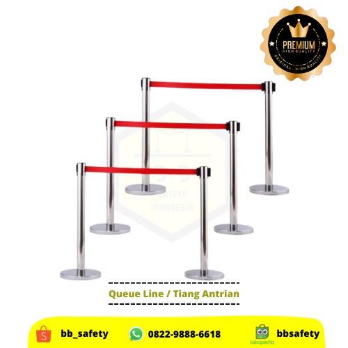 Jual Tiang Antrian Stainless Queue Line Standing Barrier - Pita 2M ...