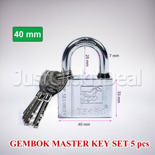 Jual TEKIRO Gembok Master Key Set 5 pcs 40 50 mm Kunci Ruko Gerbang ...