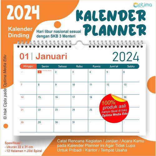 Jual Kalender Planner 2024 Isi 12 Lembar / 31 x 22 cm / Kalender ...