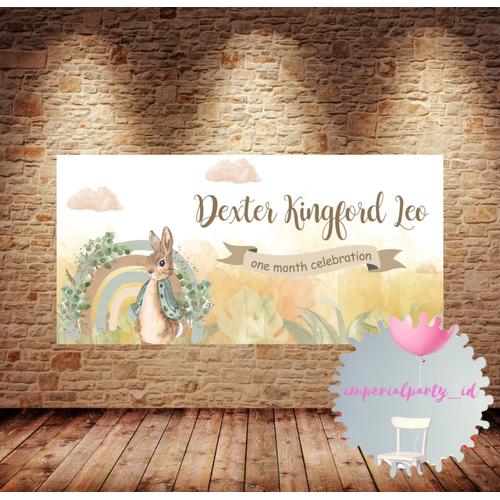 Jual Custom Backdrop Banner Spanduk Happy Birthday One Month Rabbit ...