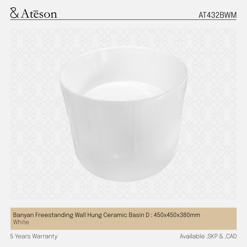 Promo ATESON AT432BMW Wastafel Tanam Tembok Bulat Keramik Putih Cicil 0 ...