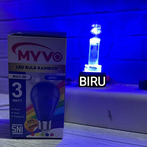 Jual MYVO RAINBOW LAMPU LED BULB WARNA 3W MODEL PIJAR LAMPU HIAS SNI ...