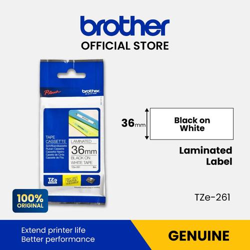Promo Brother Label Tape TZE-261 36mm x 8m Laminated Black On White ...