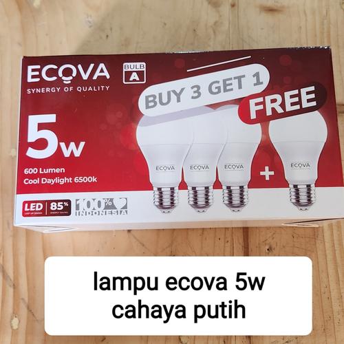 Jual lampu led ecova 5w/6500k cool daylight(putih) 600 LM e27 220-230v ...