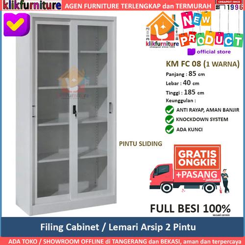 Promo Lemari Arsip Filing Cabinet Besi 2 Pintu Sliding Kaca AK 08 Cicil ...