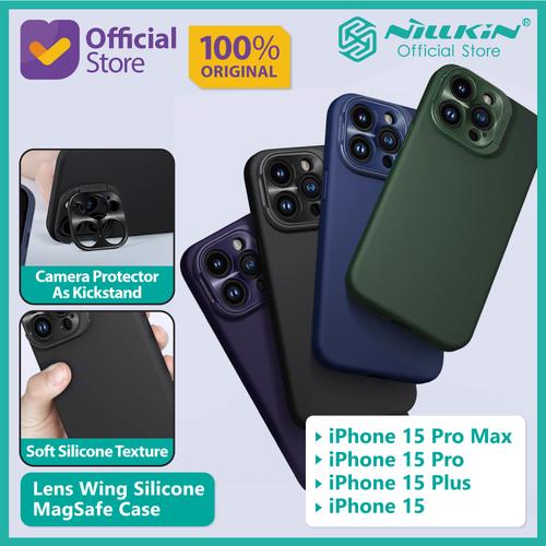Promo Case iPhone 15 Pro Max/Pro/Plus Nillkin Lens Wing MagSafe Stand Casing - Green, 15 Pro Max ...
