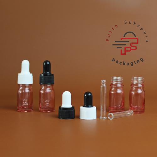 Jual Botol kaca pipet 5ml pink / Botol serum pipet 5ml pink ring non ...