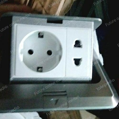 Jual Stop Kontak Lantai / Meja Tanam Arde + Colokan 2 Pin universal ...