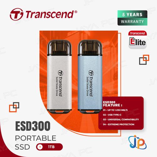 Promo Transcend SSD Portable ESD300 1TB - 1 TB USB-Type C - Silver ...