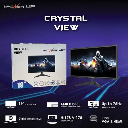 Jual Led Monitor Power UP 19 inch Crystal View 75Hz 3ms Hdmi Vga - Kota ...