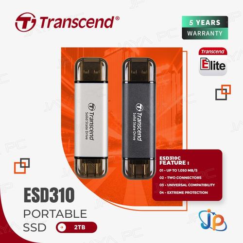 Promo Transcend SSD Portable ESD310 2TB - 2 TB USB 3.2 Type C - Silver ...