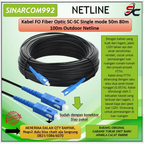 Jual Kabel FO Fiber Optic SC-SC Single mode 50m 80m 100m Outdoor ...
