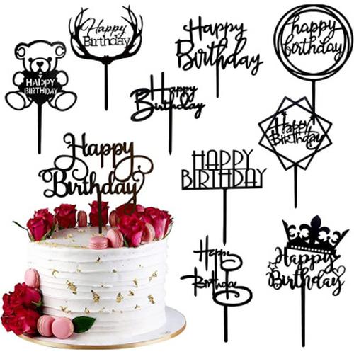 Jual CAKE TOPPER HAPPY BIRTHDAY AKRILIK WARNA HITAM/TOPPER HBD HITAM ...
