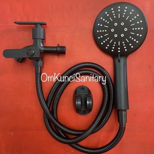 Jual Paket Hand Shower Kran Cabang Shower Mandi Kran Double HITAM MURAH ...