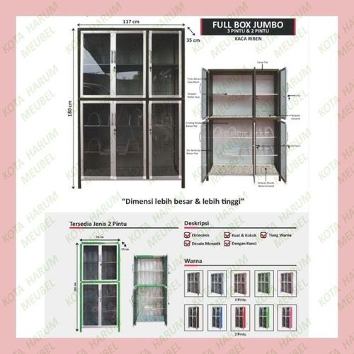 Jual rak piring lemari piring 2 pintu aluminium full box jumbo kaca ...