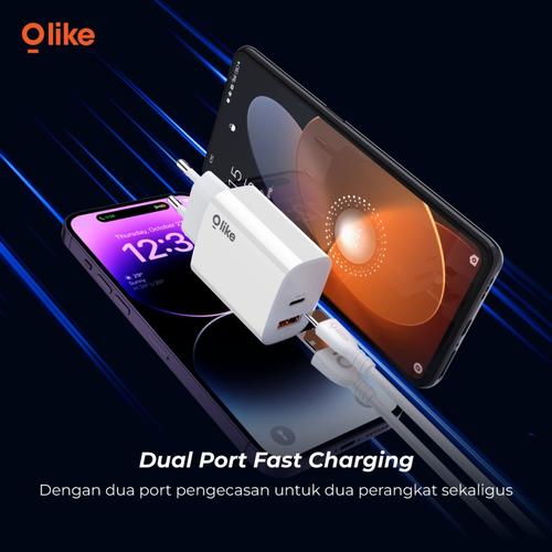 Jual Olike C400 Charger Adaptor USB-C PD 20W + USB-A QC 18W Fast ...