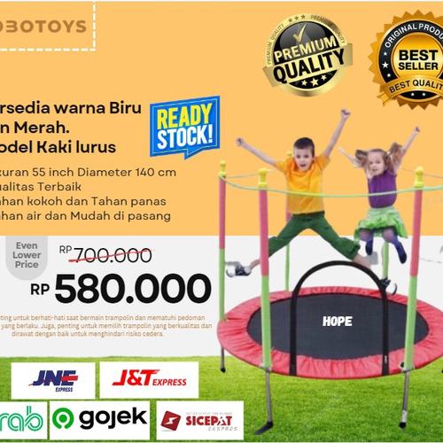 Jual TRAMPOLIN MAINAN TRAMPOLINE ANAK 55" INCH 140 CM - BLUE KALI LURUS ...