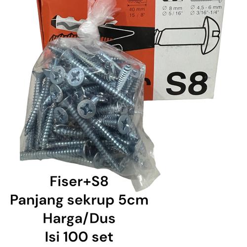 Jual FISER S8 + SEKRUP / SEKRUP AMBALAN / SEKRUP TEMBOK - S8+5cm/100SET ...