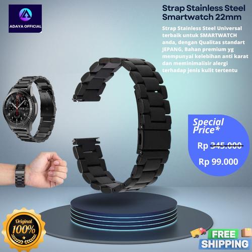 Promo Original strap tali smartwatch Stainless Steel 22mm - MODEL PASIR ...