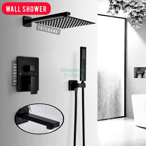 Jual Shower Set Hitam Big Size 10 Inch Wall Shower Mandi Tanam Premium ...