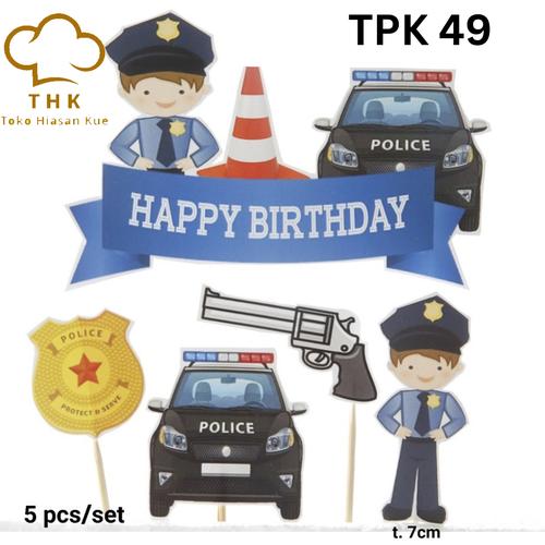 Jual TPK49 - Hiasan Tusukan Kue Cake Topper Kertas Karton Polisi - Kota ...