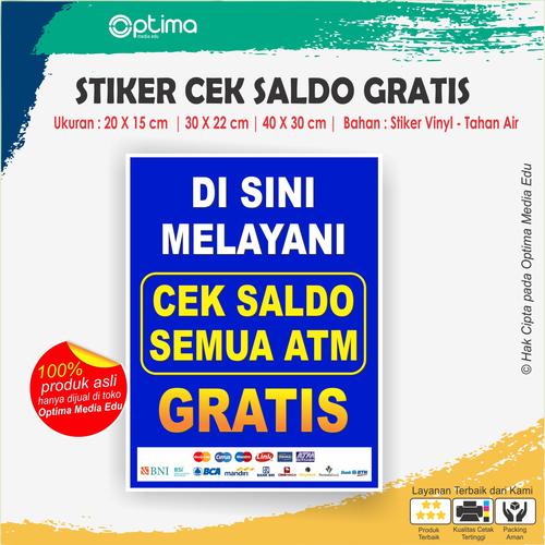 Jual Stiker Tulisan Cek Saldo Gratis untuk Usaha Ages Resmi Bank - Kab ...