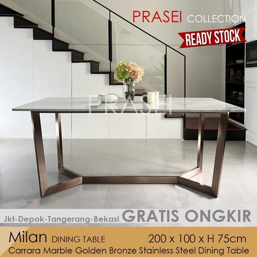 Jual MILAN - Golden Bronze Stainless Steel Dining Table Meja Makan ...