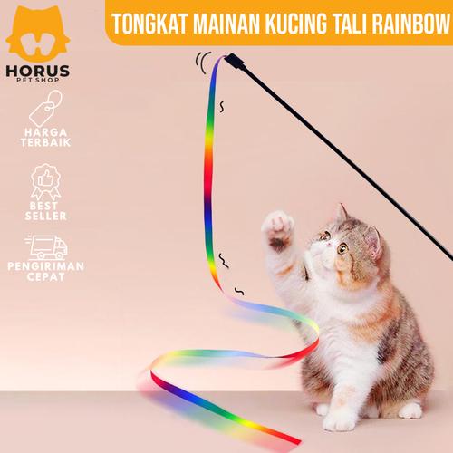 Jual HORUS Tongkat Mainan Kucing Tali Rainbow Cat Toy Stick - Kota ...