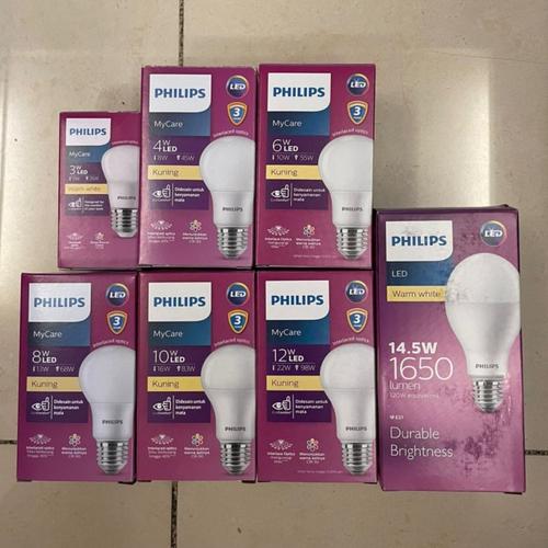 Jual Philips LED Bulb 3w 4w 6w 8w 10w 12w 14.5w E27 - 3000k/kuning ...