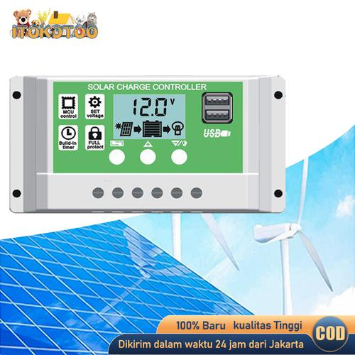 Jual SCC PWM Solar Charge Controller LCD LED Display 10A 20A 30A - Kota ...