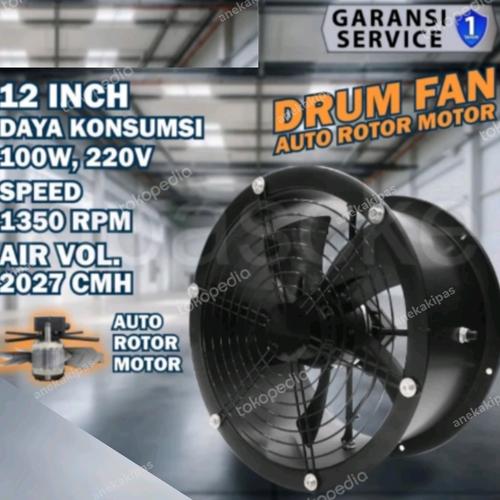 Jual Drum Fan Blower External Rotor 12" Inch/Kipas Axial Blower Tabung ...