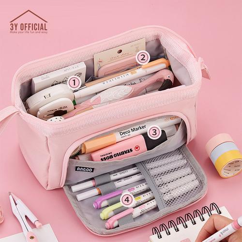 Promo 3Y Angoo double layer macaron kotak pensil kapasitas besar pencil ...