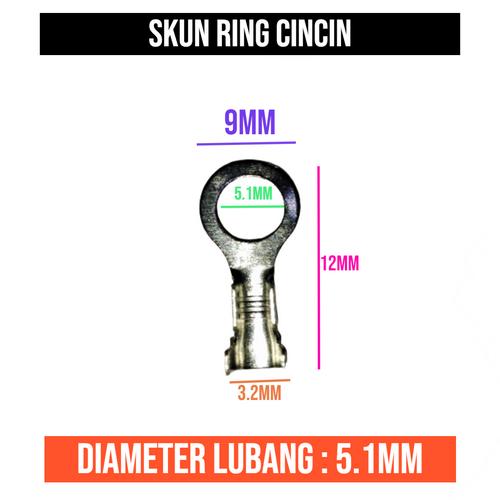 Jual Skun Ring 5mm 5 mm CIncin Terminal Baut Bulat Kabel Lobang O Cable ...