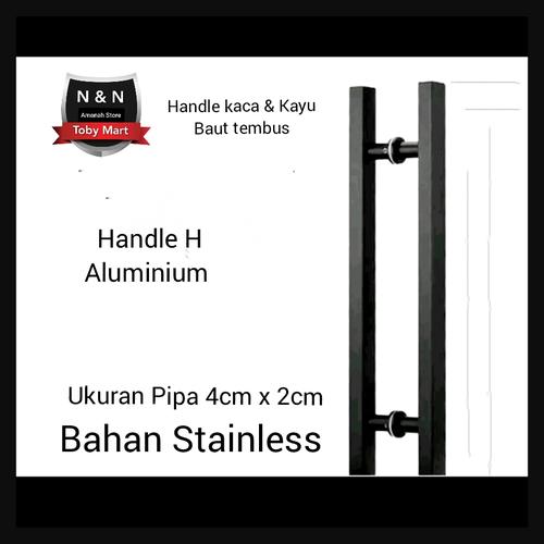 Jual handle pintu aluminium 100cm 120cm Hitam / Gagang Pintu kaca ...